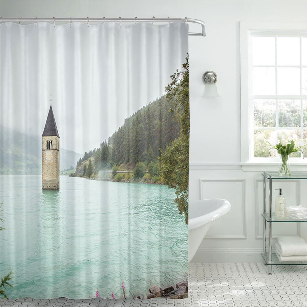 Perdea Dus Cada pentru Baie Art Factory, Castel ingropat in apa, 150 x ...