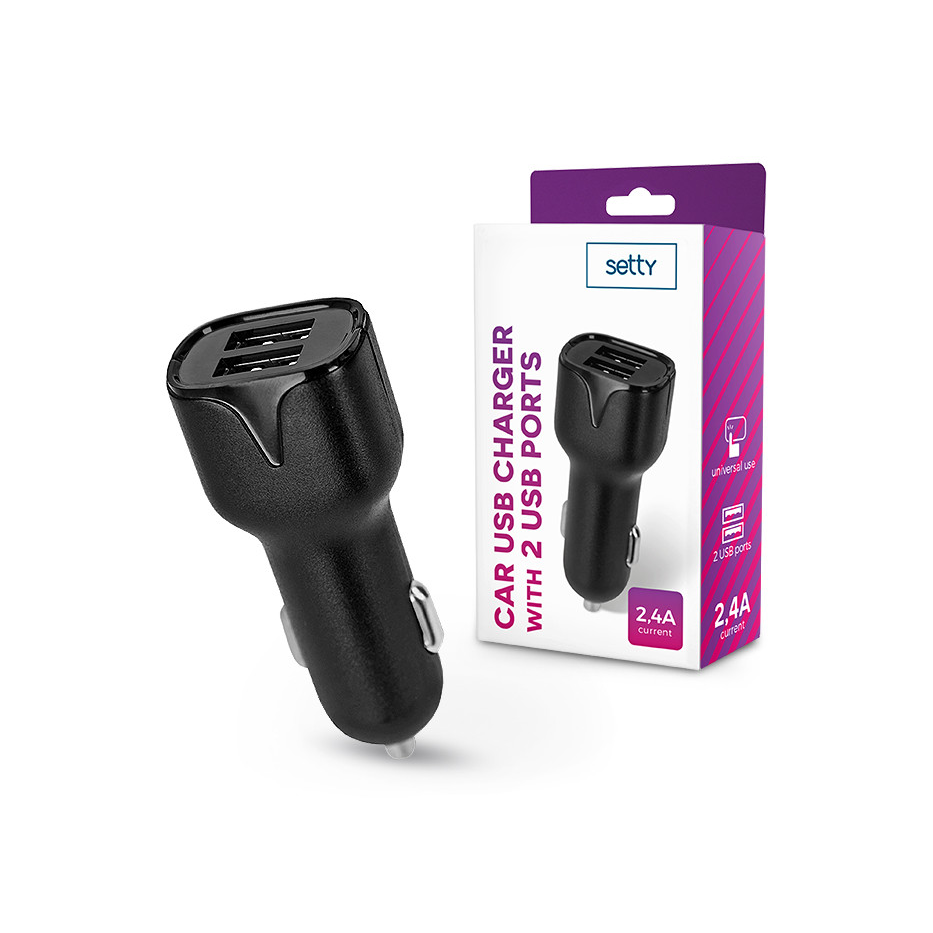 Setty 2xusb Szivargyújtó Töltő Adapter Setty Car Usb Charger With 2