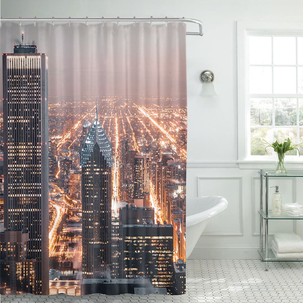 Perdea Dus Cada pentru Baie Art Factory, Priveliste oras, 150 x 200 cm ...