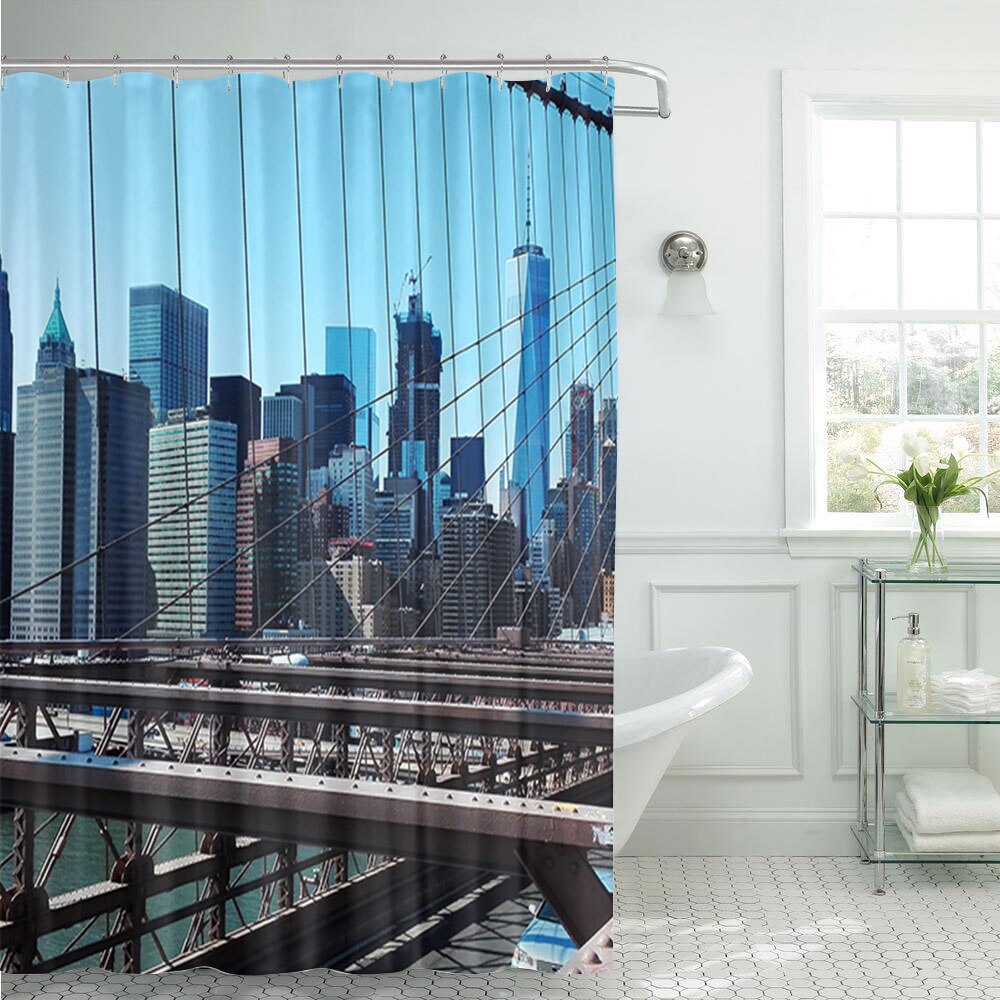 Perdea Dus Cada pentru Baie Art Factory, Vedere de pe Brooklyn Bridge ...