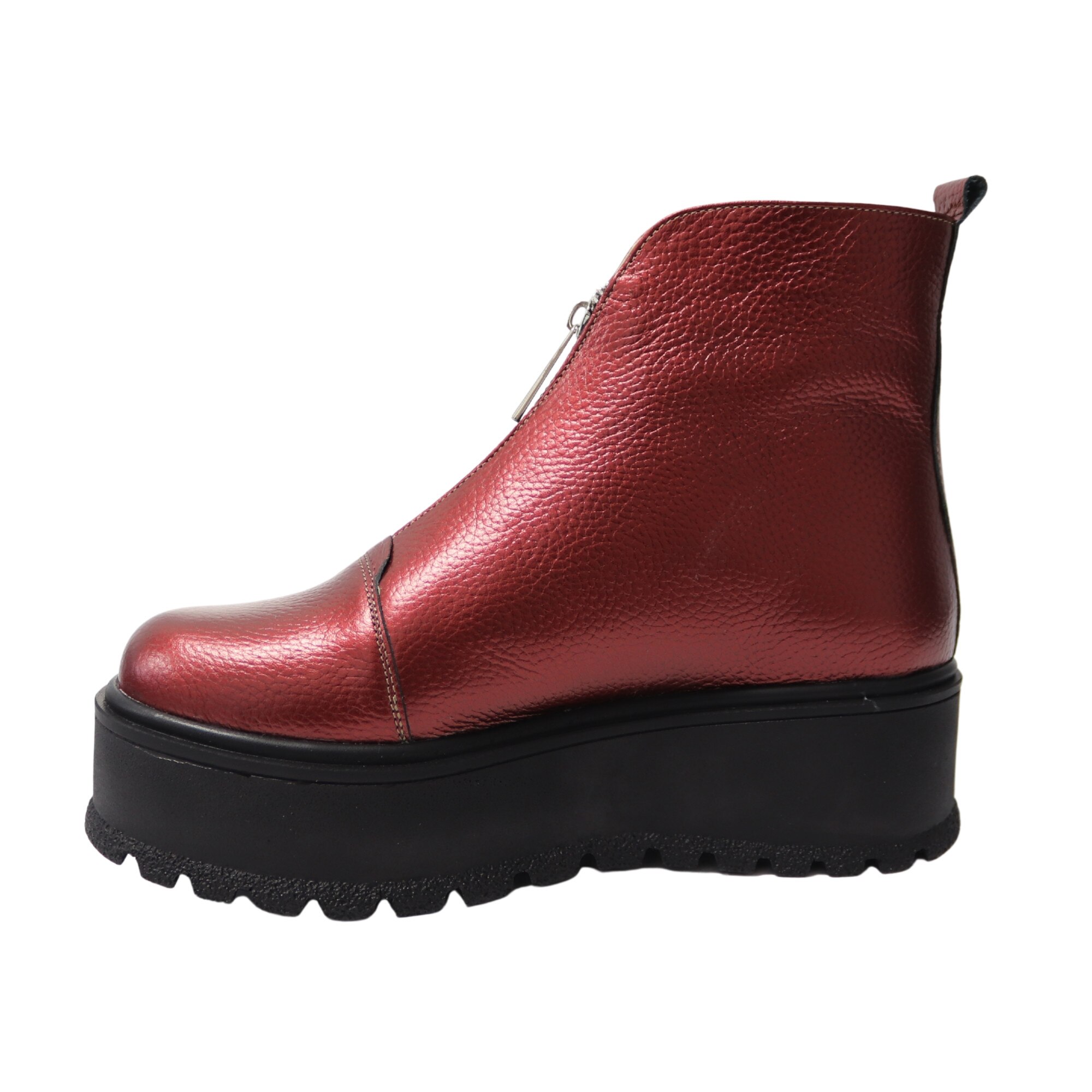 Ghete Dama, Mateo Shoes, Amanda Rosii cu Talpa Inalta si Fermoar, Piele ...