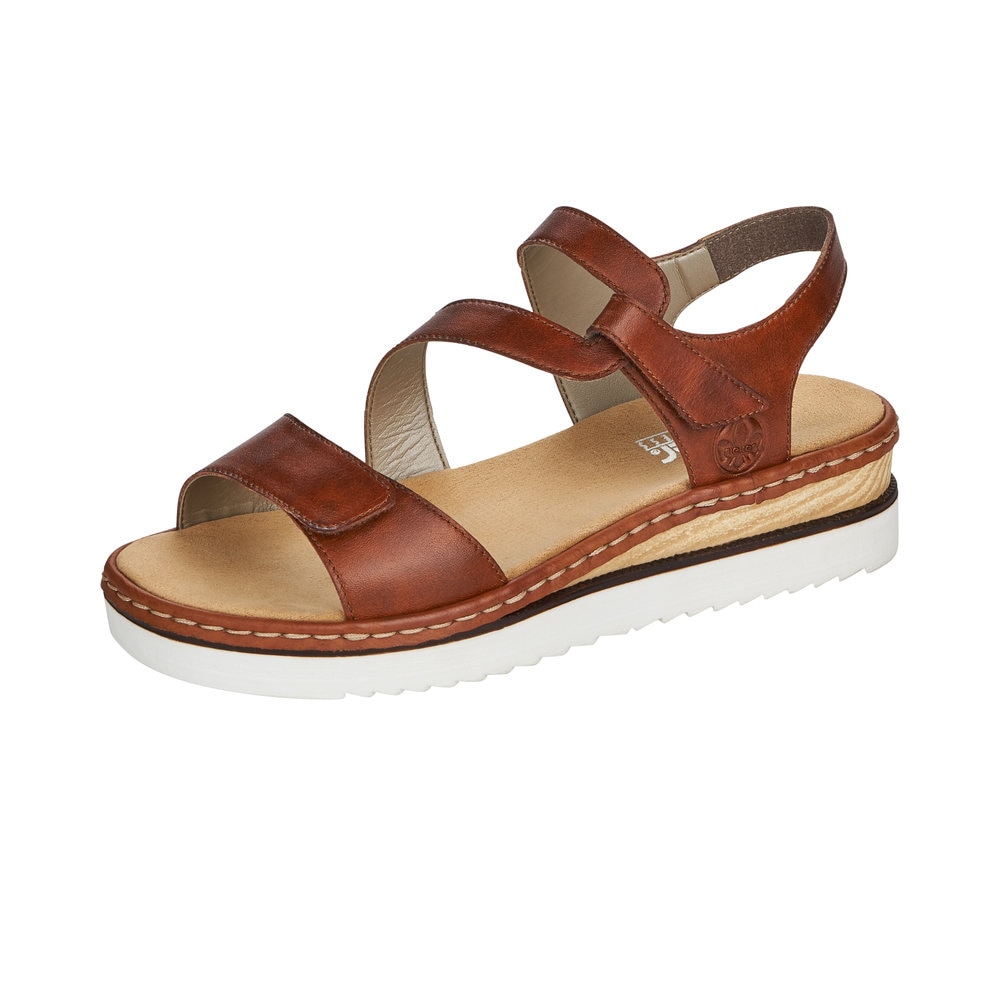 Sandale dama, Rieker, piele naturala, model cu logo, Maro, 38 - eMAG.ro
