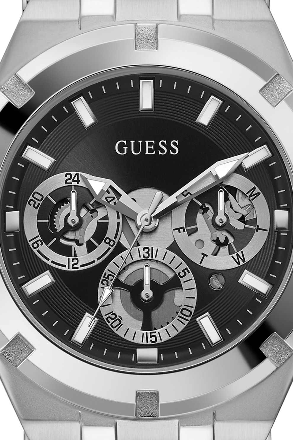 Guess, Ceas cu functii multiple si bratara metalica, Argintiu - eMAG.ro