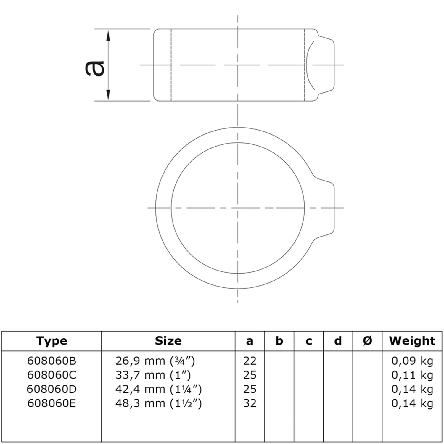 Inel de fixare pentru conducte Klemp, Fonta maleabila, 60D - 42,4 mm ...