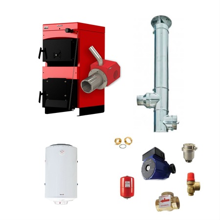 Burnit WBS 30 kW kombinált kazán csomag, Pell Eco pelletégő 35 kW, Fornello kazán 80 l, 25-60-as ...
