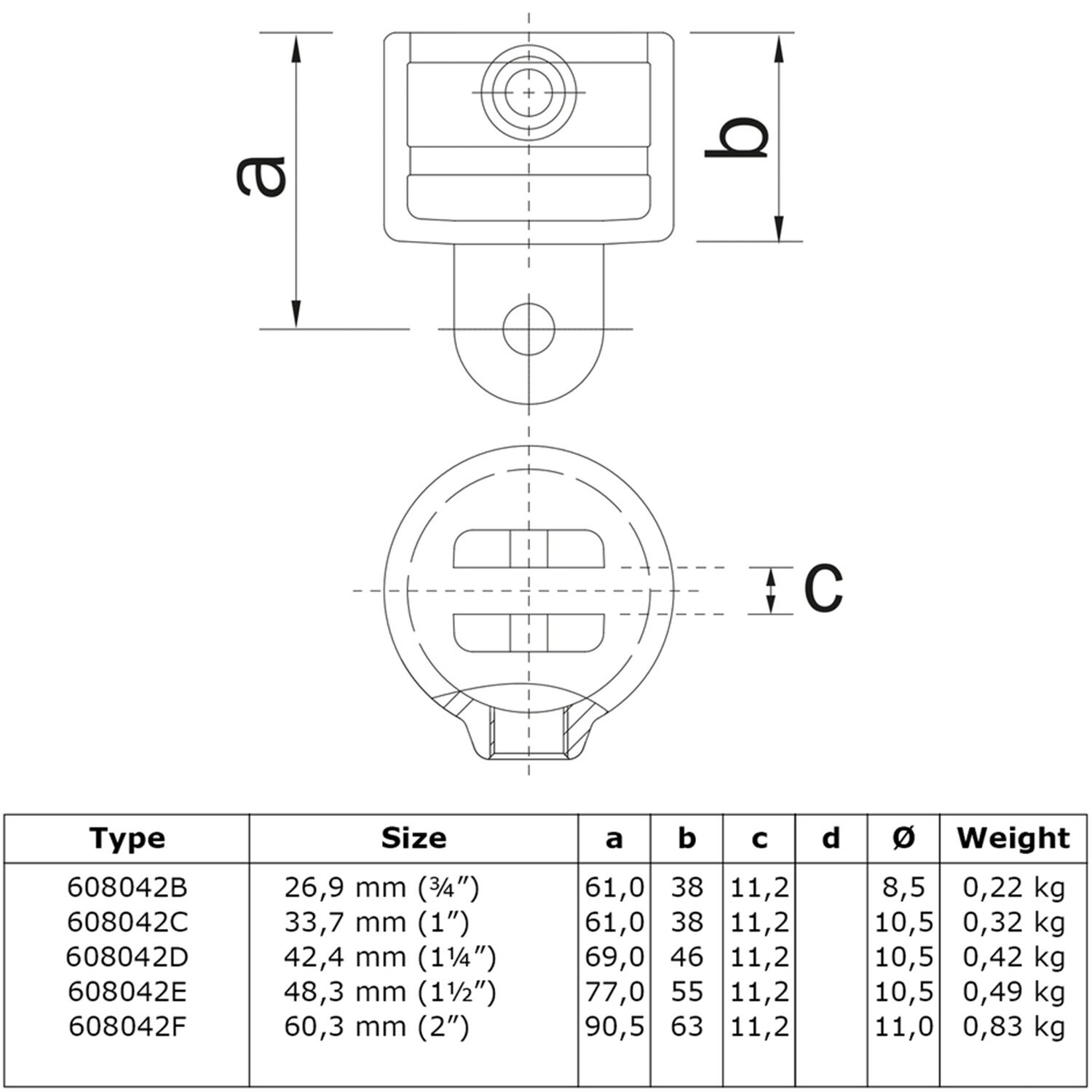 Conector tip articulatie cu un pivot KLEMP, Fonta/Zincat, Conector ...