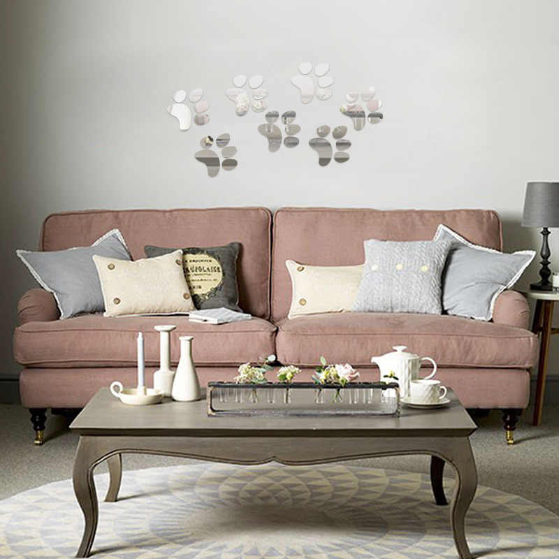 Set 7 Labute de catel din oglinda acrilica, 54x79 cm, culoare argintiu ...