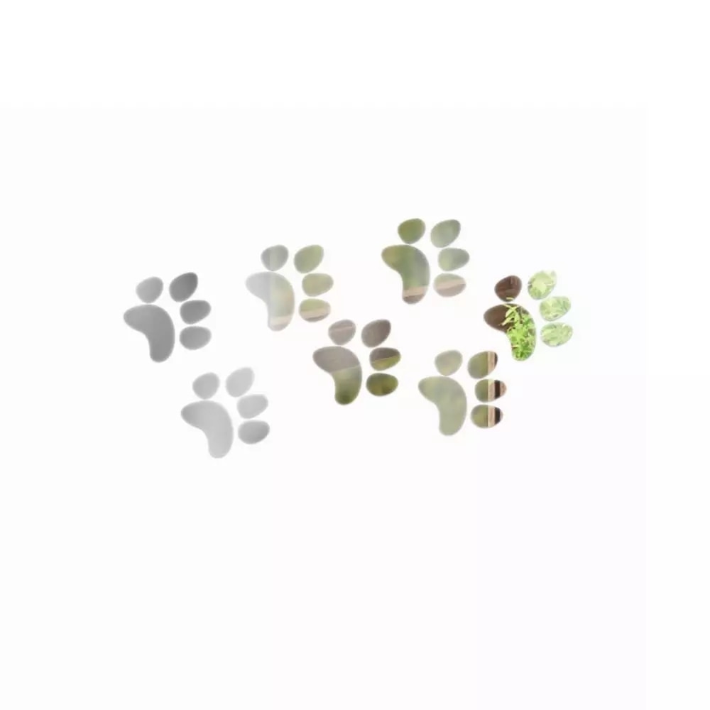 Set 7 Labute de catel din oglinda acrilica, 54x79 cm, culoare argintiu ...