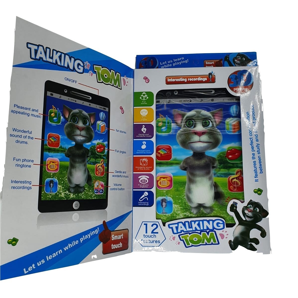 Tableta de jucarie 3D Talking Tom, 12 functii cu touch 24 x 17 cm - eMAG.ro