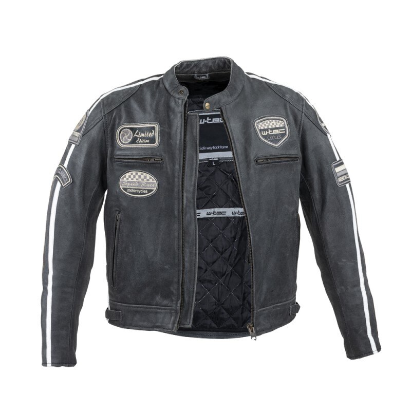 Geaca Moto Piele Barbati W-TEC Negru Vintage, S - eMAG.ro
