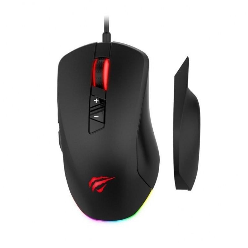 Mouse gaming Havit Gamenote MS900 cu fir, RGB, 12000 DPI, 14 Butoane, Senzor optic, Lungime ...
