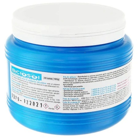 BICLOSOL klóramin tabletta, fertőtlenítő hatás, az Egészségügyi Minisztérium biocid ...