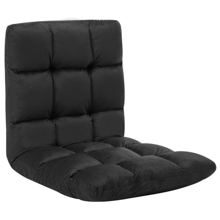 Scaun de podea pliabil vidaXL, negru, microfibra, 100 x 50 x 13 cm, 2. ...