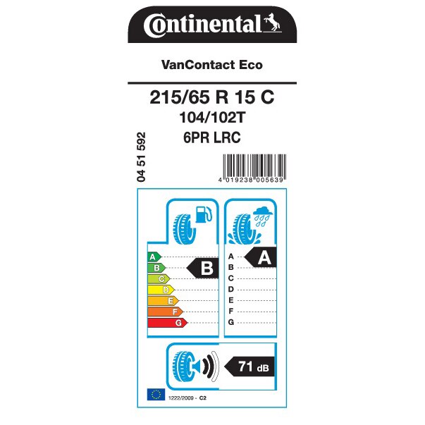 Лятна гума CONTINENTAL VanContact Eco 6PR 215/65R15C 104/102T - eMAG.bg