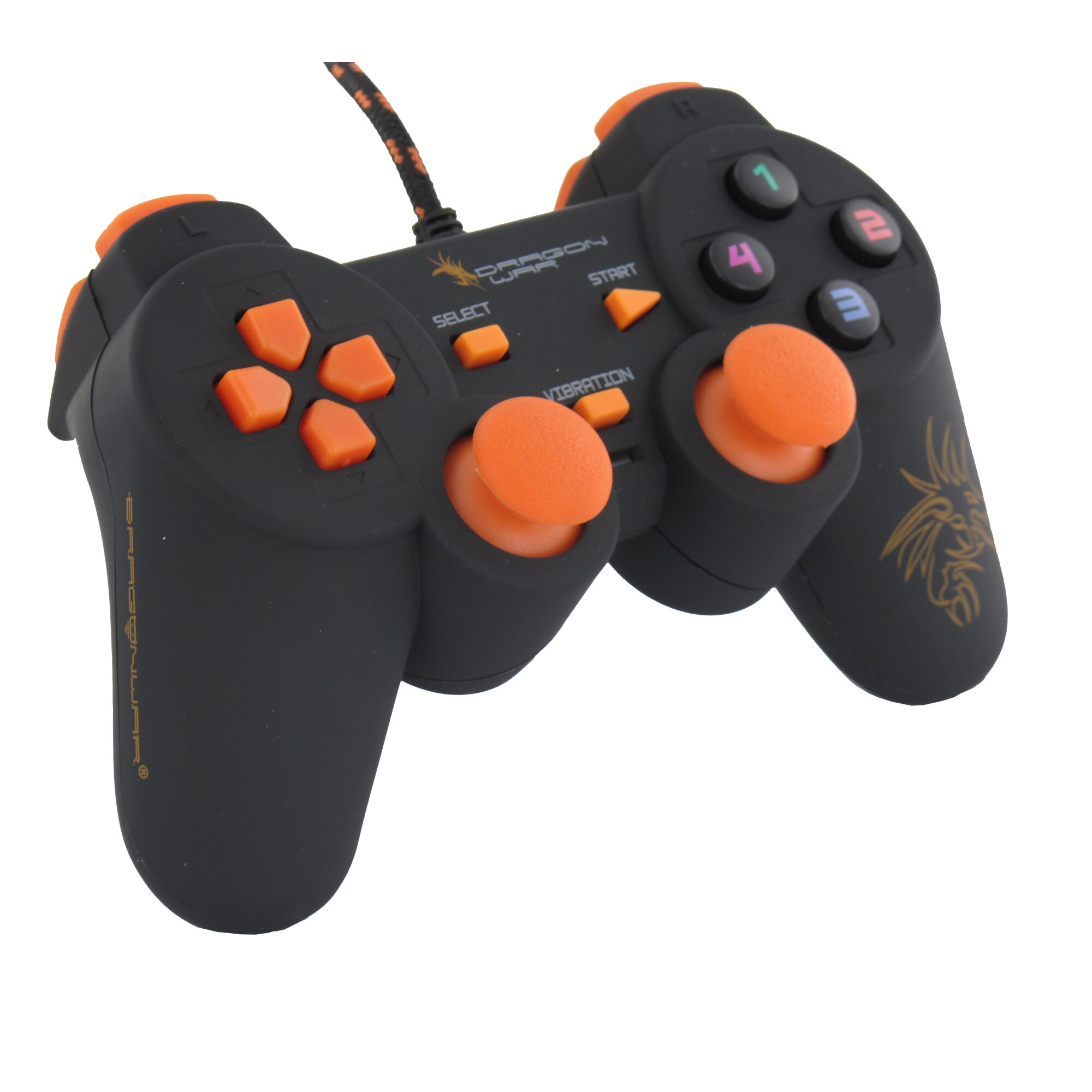 Controller Joystick Dragon War cu fir, 180 cm, Negru/Portocaliu - eMAG.ro