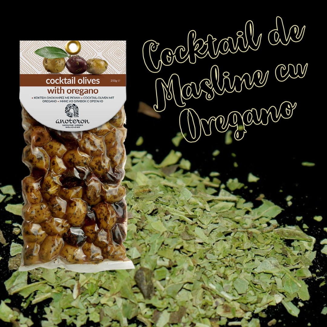 Cocktail de masline Anoteron cu oregano, 250 g - eMAG.ro