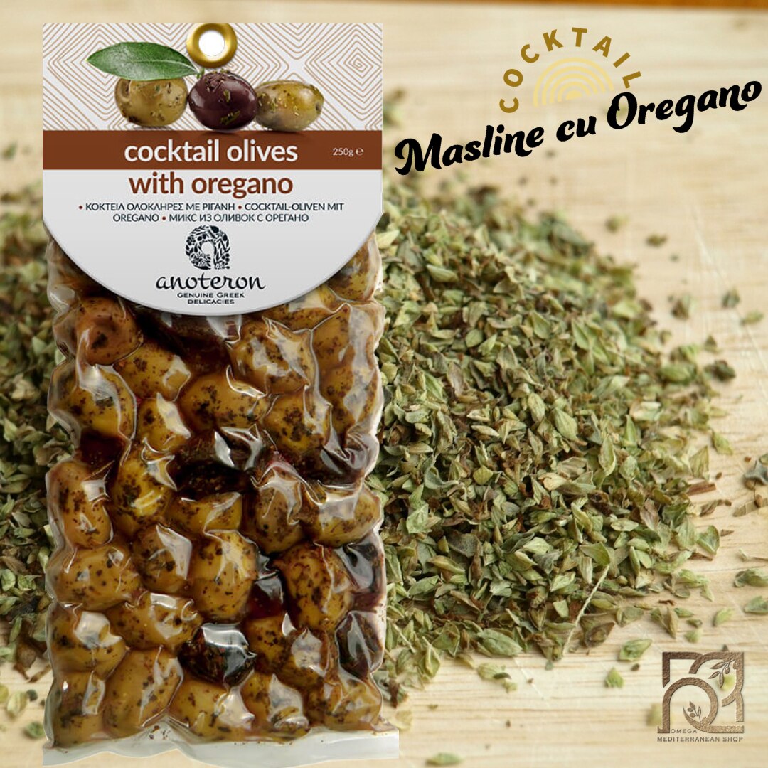 Cocktail de masline Anoteron cu oregano, 250 g - eMAG.ro