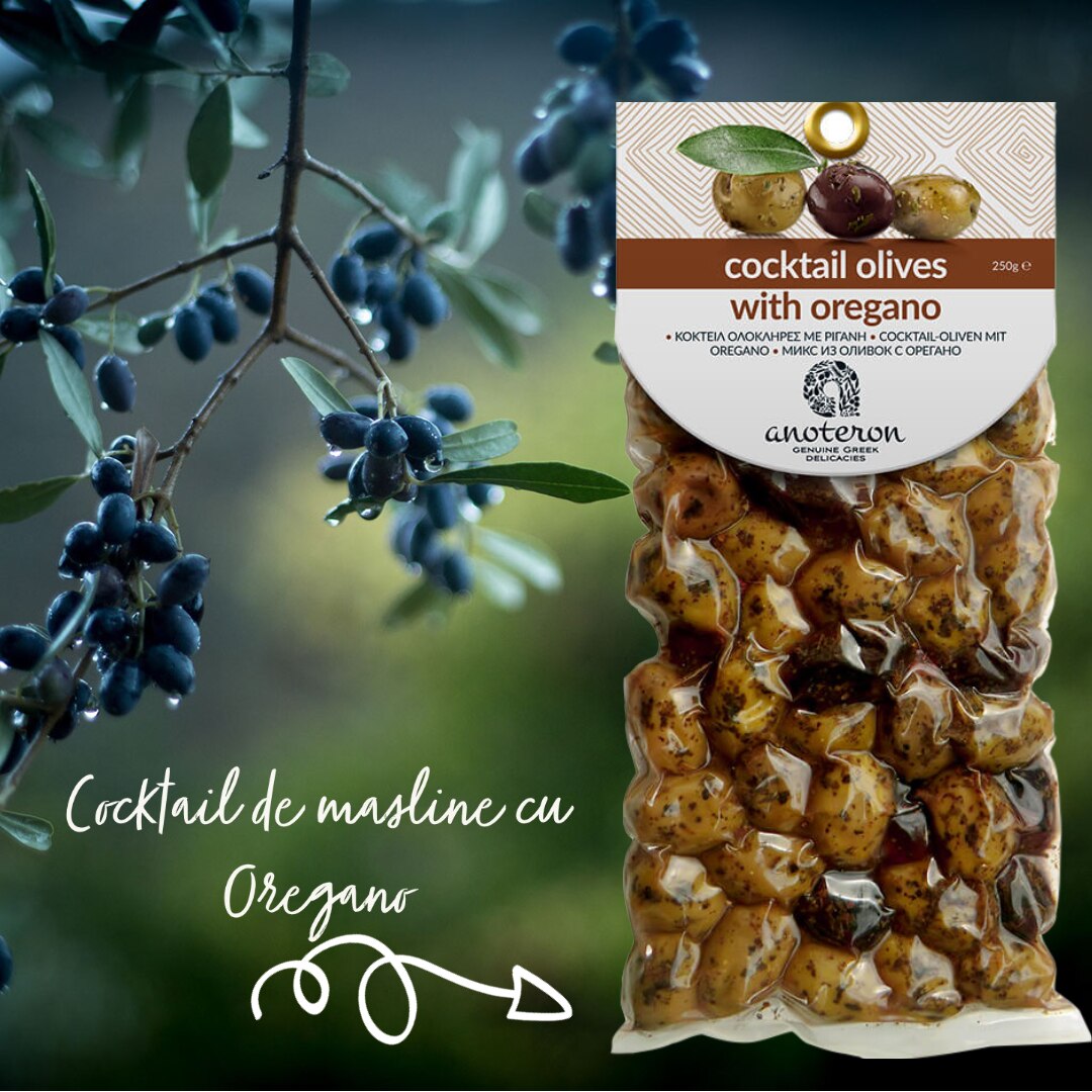 Cocktail de masline Anoteron cu oregano, 250 g - eMAG.ro