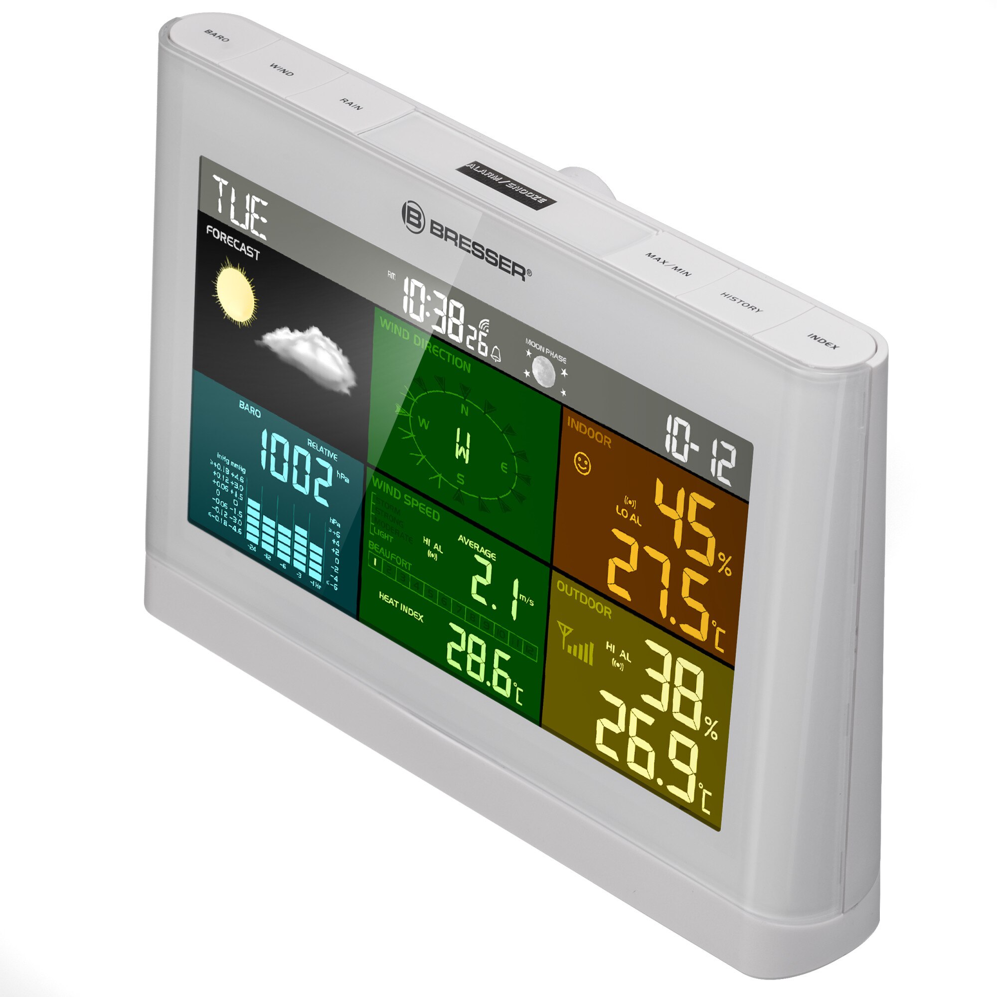 Statie meteo Bresser 5-in-1 Comfort cu afisaj color, alb - eMAG.ro