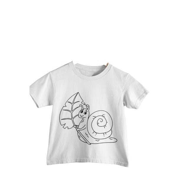 Tricou de colorat pentru copii, model Melc, din bumbac 100%, alb, 4-5 ...