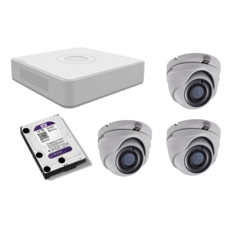 Hikvision 5MP комплект за видеонаблюдение, с 3 вътрешни 5MP камери и 1 ...