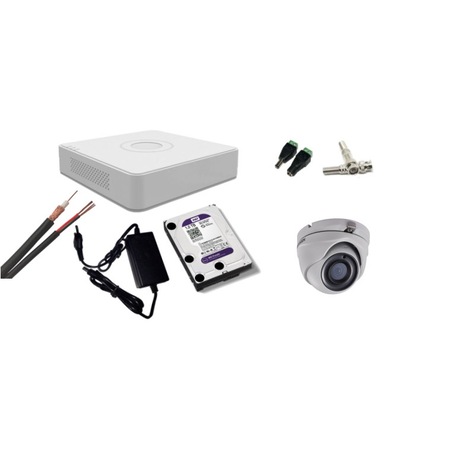 Kit supraveghere video Hikvision 5MP, cu 1 camera 5MP de interior si ...