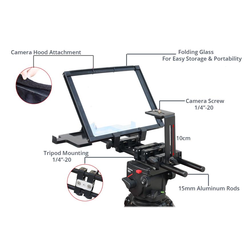 Teleprompter Filmcity, LCD, Portabil, Ajustabil, 3m, Aluminiu, Negru ...