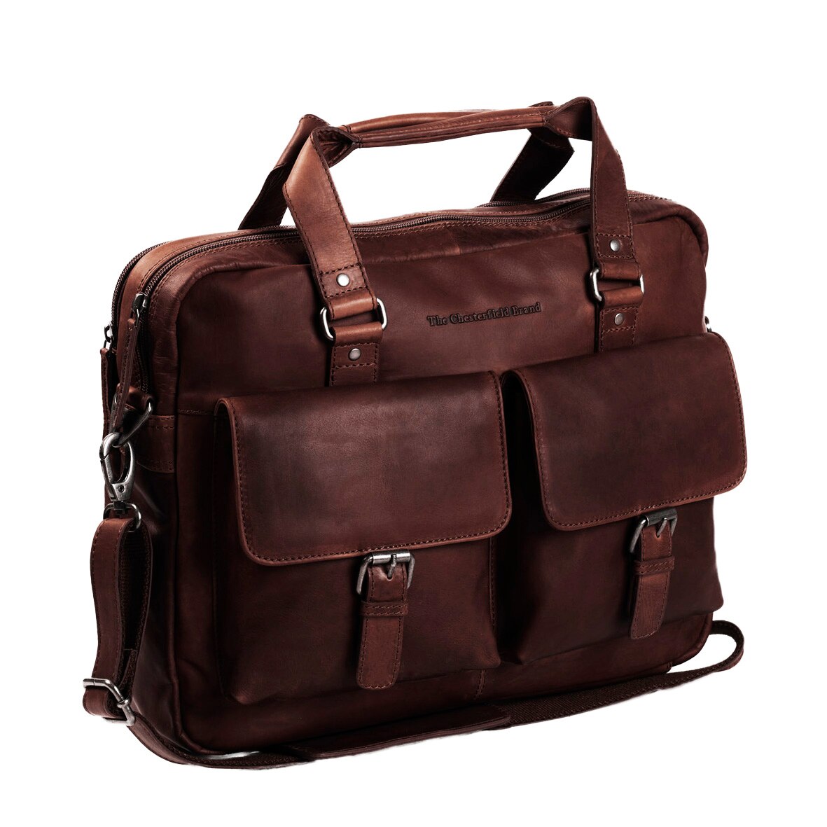 Geanta de laptop din piele naturala maro inchis, The Chesterfield Brand ...