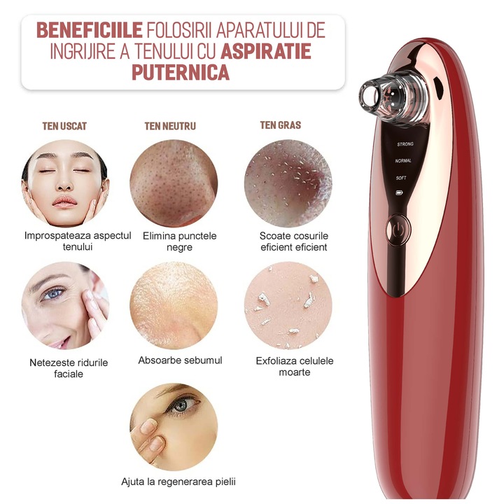 Aparat facial de scos cosuri portabil multifunctional, aspirator de ...