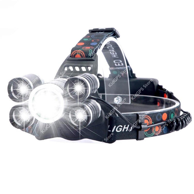 Lanterna de cap LED Techone® GD-HL501, sursa 1 x XML T6 + 4 x COB Ultra-Bright, cu zoom ...