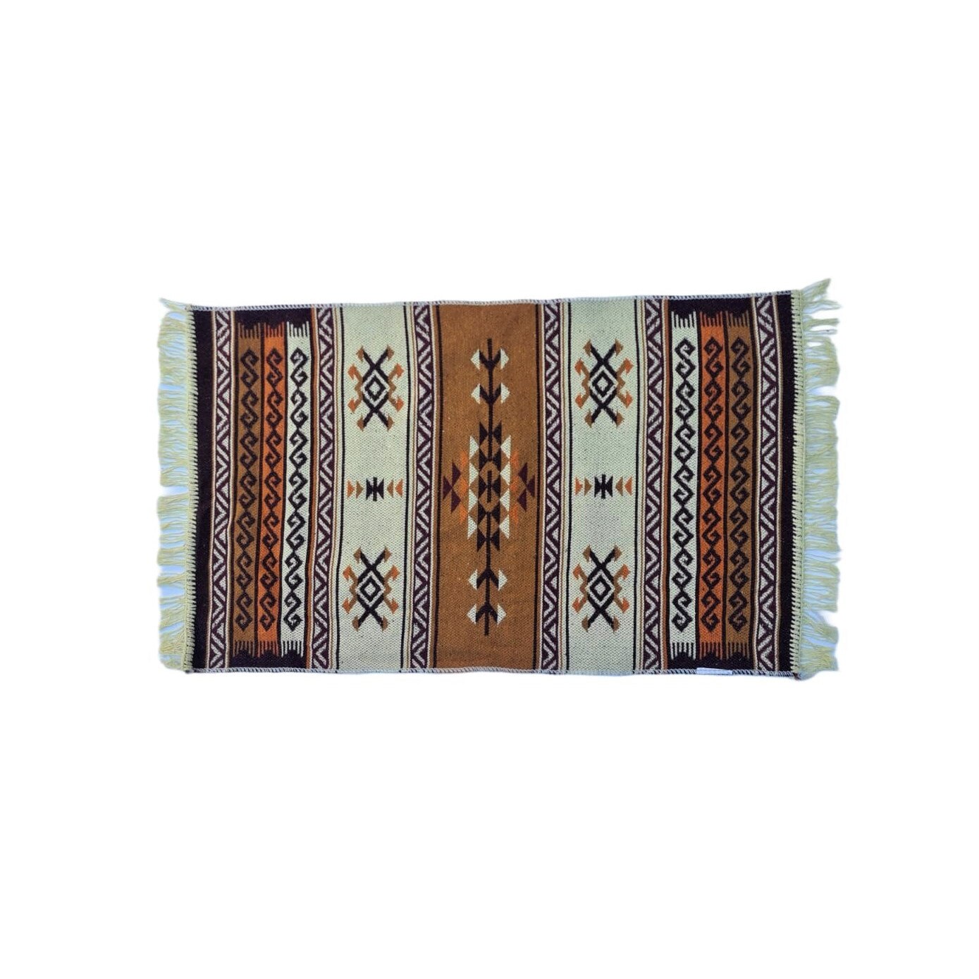 Covor tip traversa, model traditional, doua fete, 200 x 80 cm, Maro ...