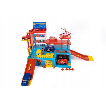 Set Garaj pentru Masini, KinderVibe, Include 4 Masini, Elicopter cu ...