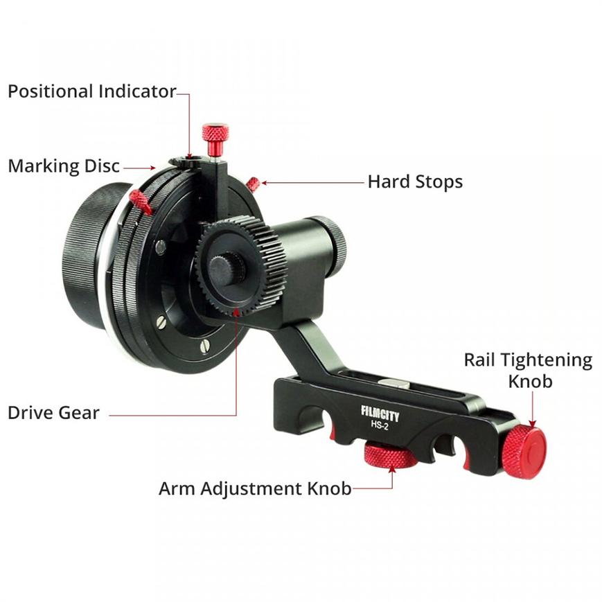 Sistem de focalizare Filmcity HS-2, Follow Focus, 15 mm, Hard Stops ...