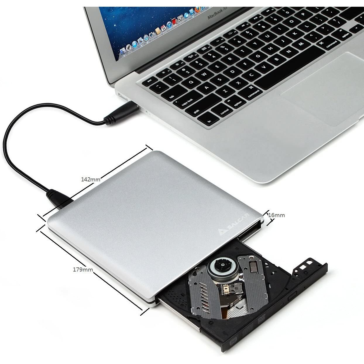 DVD-RW extern Salcar, 8X, Multi DVD+/-RW, USB 3.0, Aluminum, Silver ...