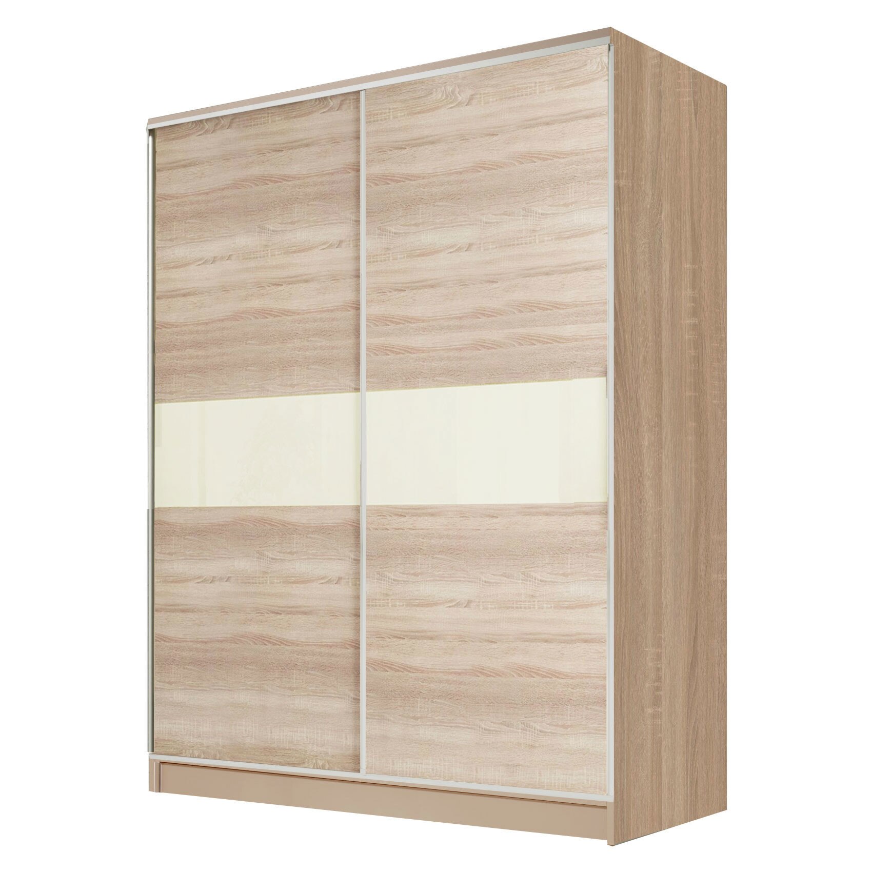 Dressing cu usi culisante, Stejar Sonoma/Crem, H200 x L180 x A60 cm ...