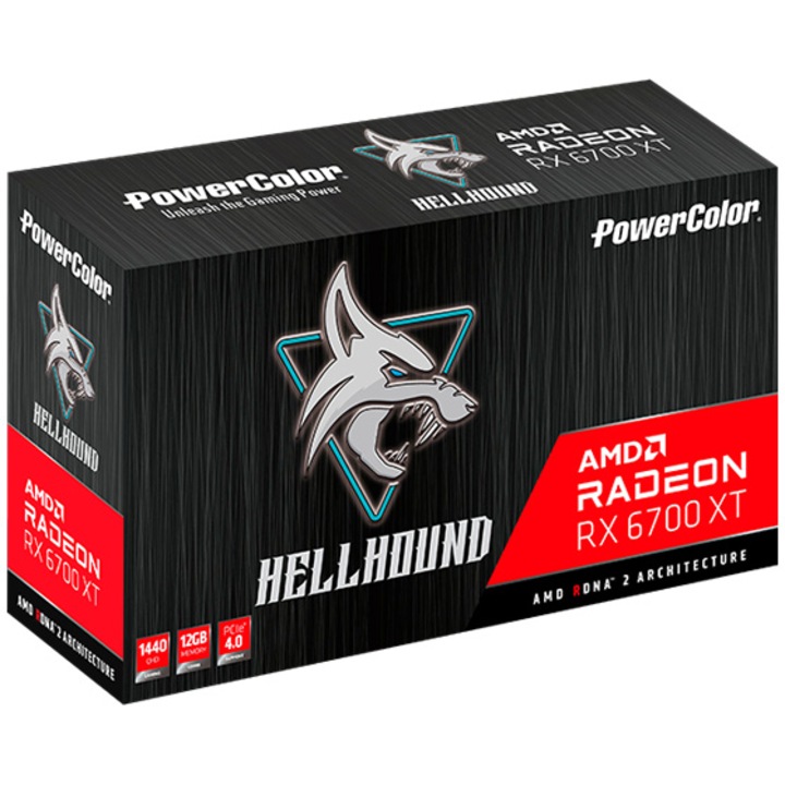 Видео карта PowerColor Radeon™ RX 6700 XT Hellhound, 12GB GDDR6, 192 ...