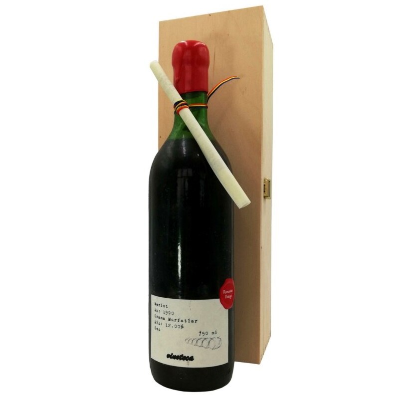 Vin Merlot Murfatlar 1990 in cutie de lemn 0.75l - eMAG.ro
