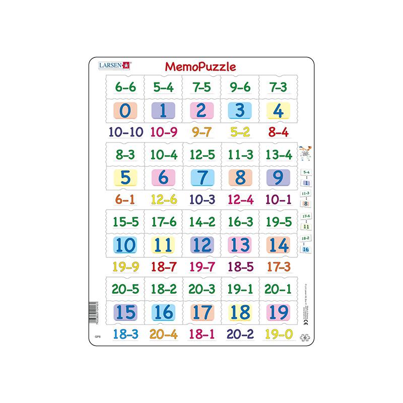 Puzzle maxi Memo cu scaderi cu numere intre 0 si 20, orientare tip ...