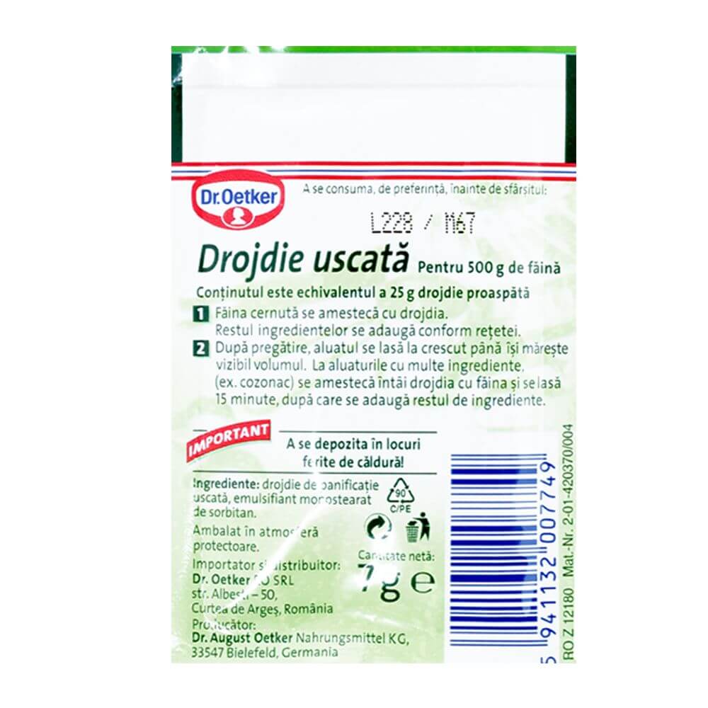 Drojdie uscata instant Dr. Oetker 7g - eMAG.ro