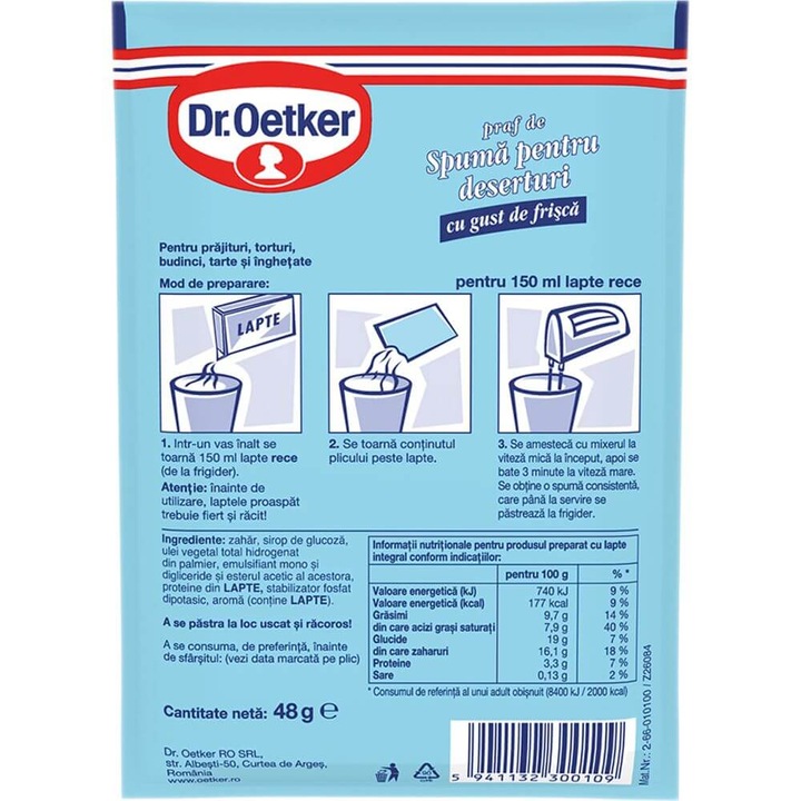 Praf de Spuma Dr.Oetker, 48 g, Gust de Frisca - eMAG.ro