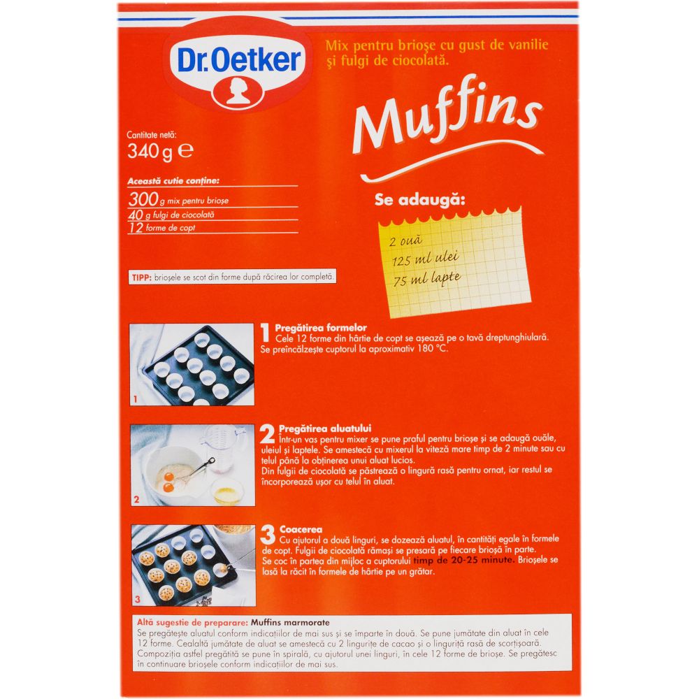 Mix pentru Briose cu Vanilie Dr. Oetker, 340 g - eMAG.ro