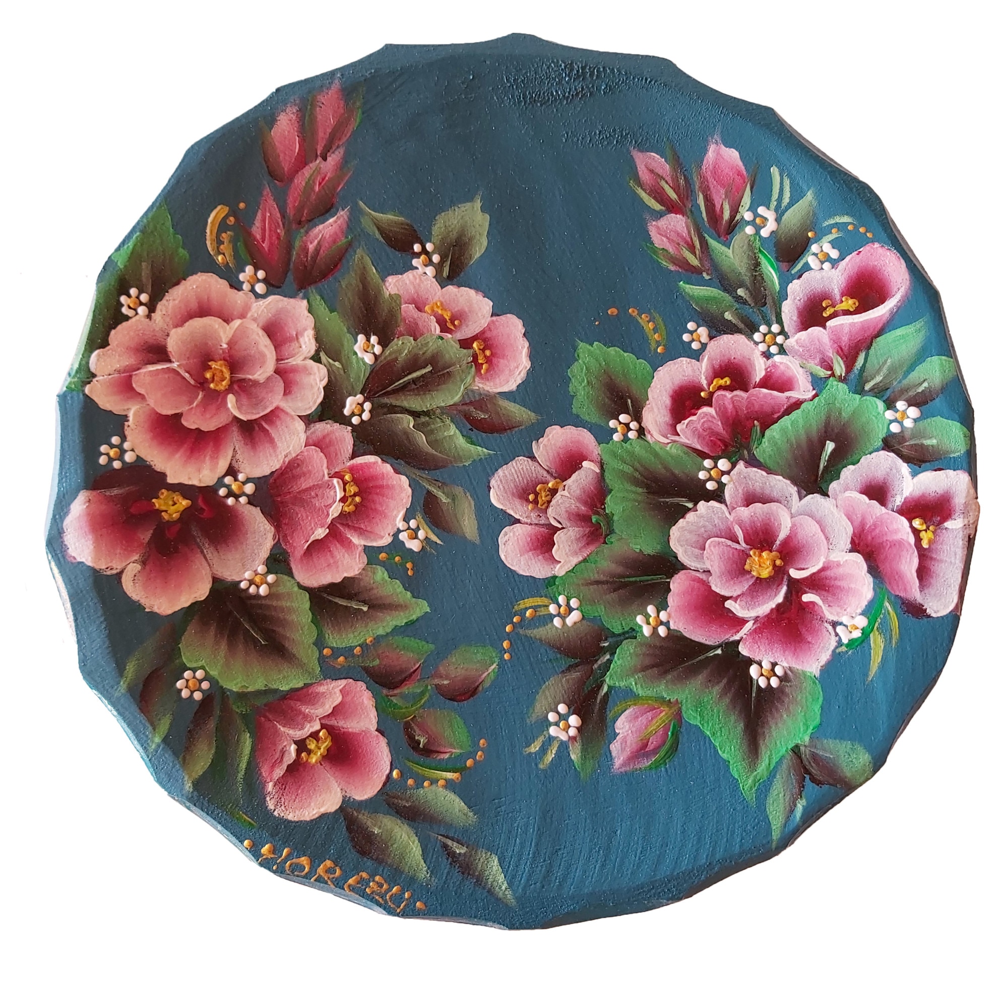 Scaun lemn cu trei picioare, living/bucatarie/dormitor,lemn, pictat ...