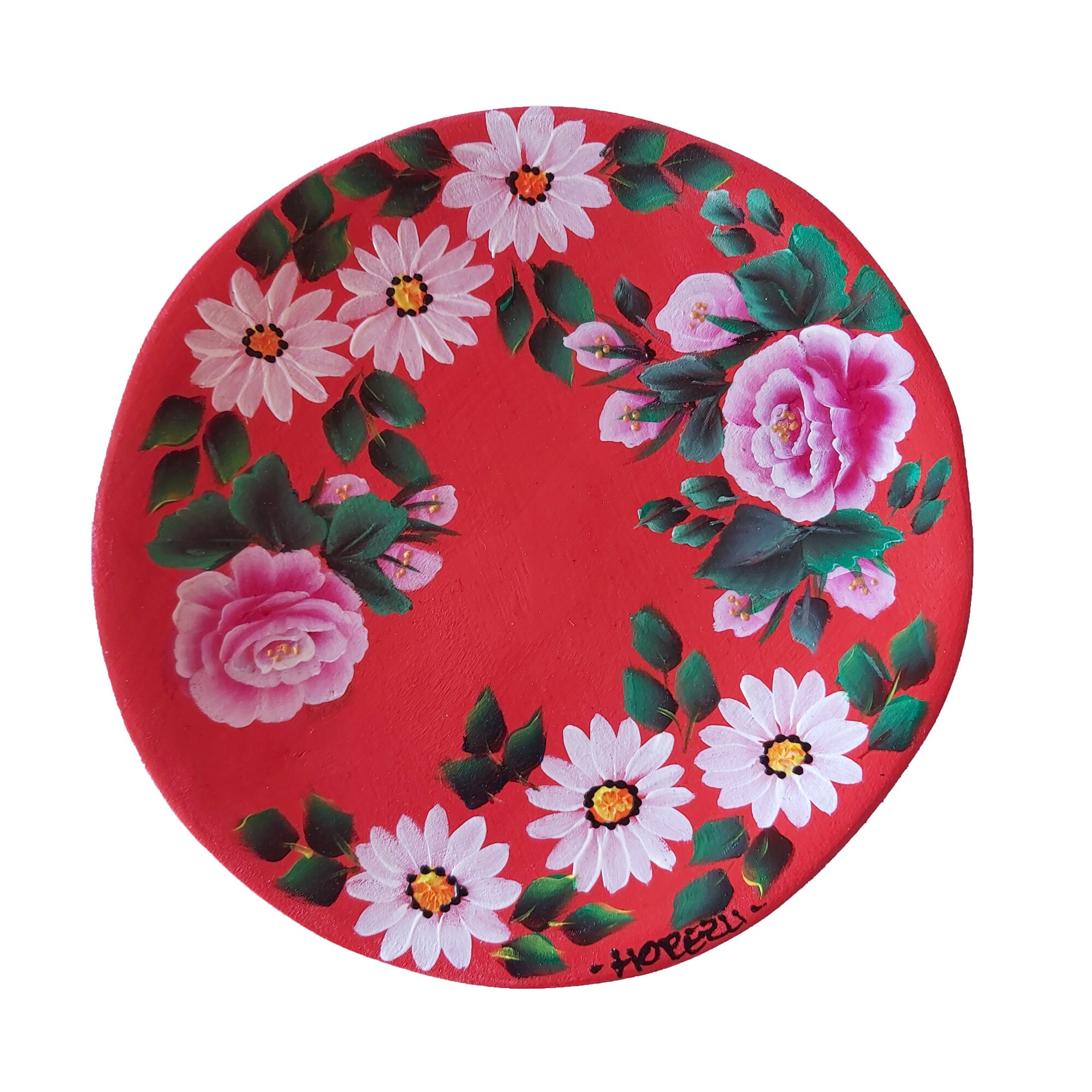 Scaun lemn cu trei picioare din lemn, living/bucatarie/dormitor, pictat ...