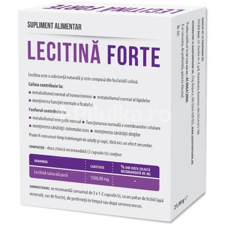 Supliment alimentar Lecitina Forte, Parapharm, 30 capsule - eMAG.ro