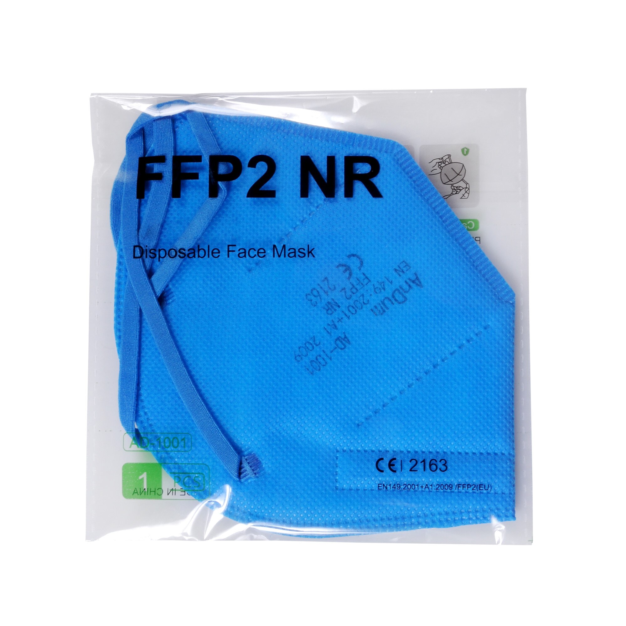 Masca Albastru deschis, bleu FFP2, model AD-1001, 5 straturi, Conforma ...