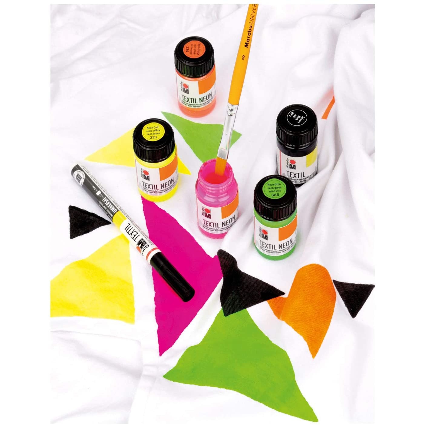 Set culori fluorescente pentru textile Marabu, 4 x 15 ml - eMAG.ro