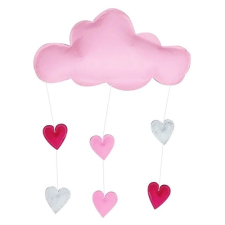 Decoratiune handmade pentru camera copilului, Nor si inimi din fetru ...