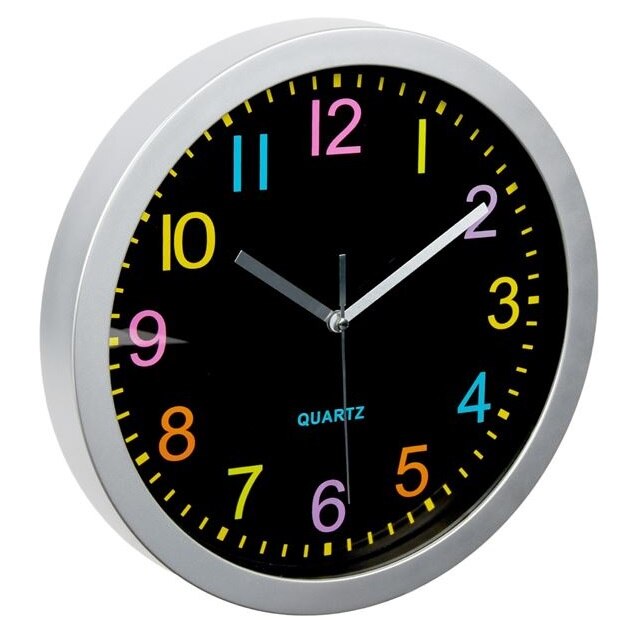 Ceas decorativ de perete simplu cu numere arabe colorate si Quartz ...