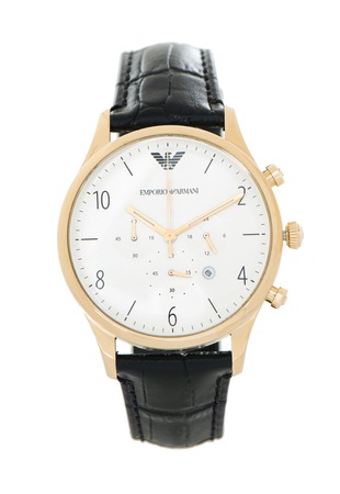 Emporio Armani Черен кожен часовник с хронометър - eMAG.bg