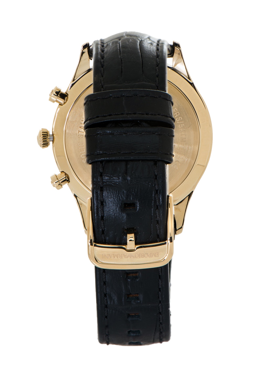 Emporio Armani Черен кожен часовник с хронометър - eMAG.bg